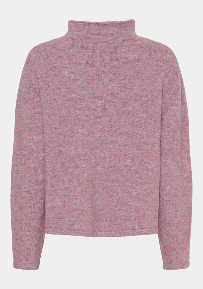 Anna Highneck Pullover - Pink Melange – Isayshop.eu